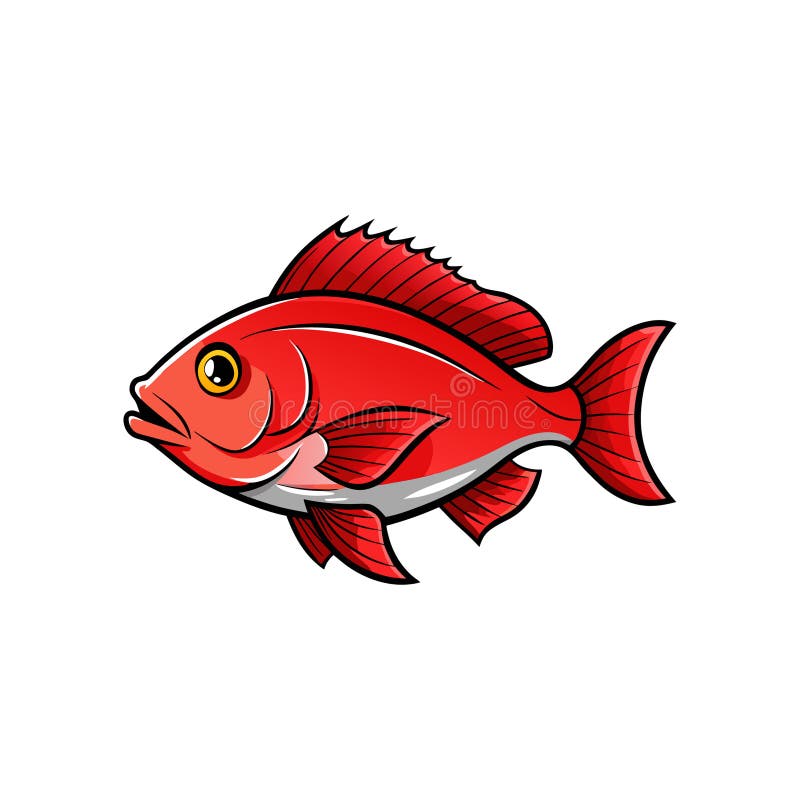 Colorful Red Snapper Fish Illustration with Realistic Features Stock ...