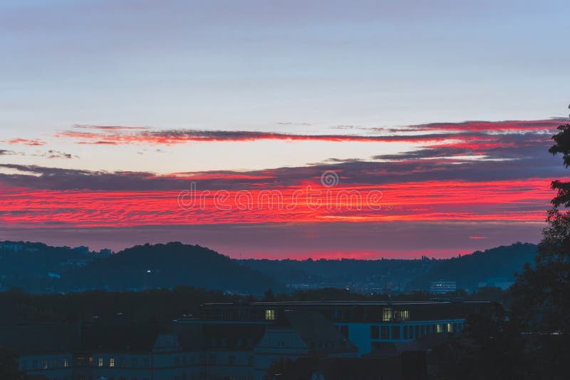 Colorful Red Sunrise Early in the Morning Stock Image - Image of sunny ...