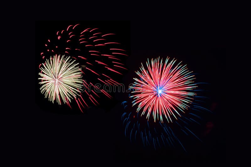 Colorful Red, White and Blue Fireworks Exploding Stock Photo - Image of ...