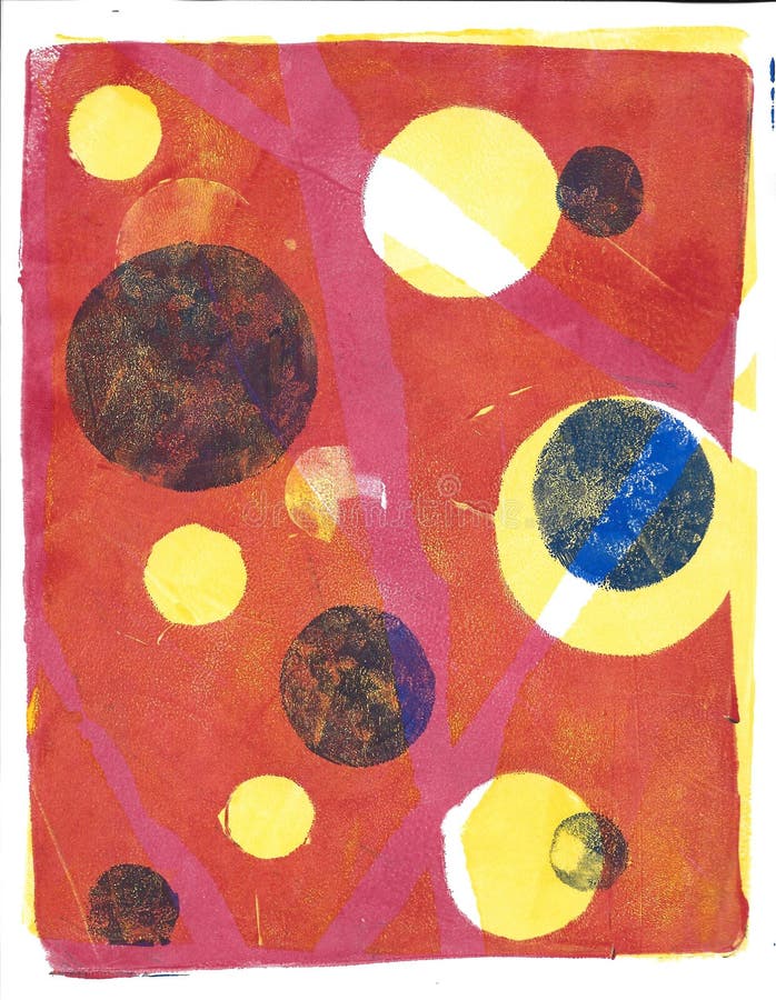 Colorful Red and Yellow Print with Circles Stock Illustration ...