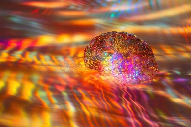 Colorful Reflection of Light Over a Textured Surface Mimicking a Brain ...