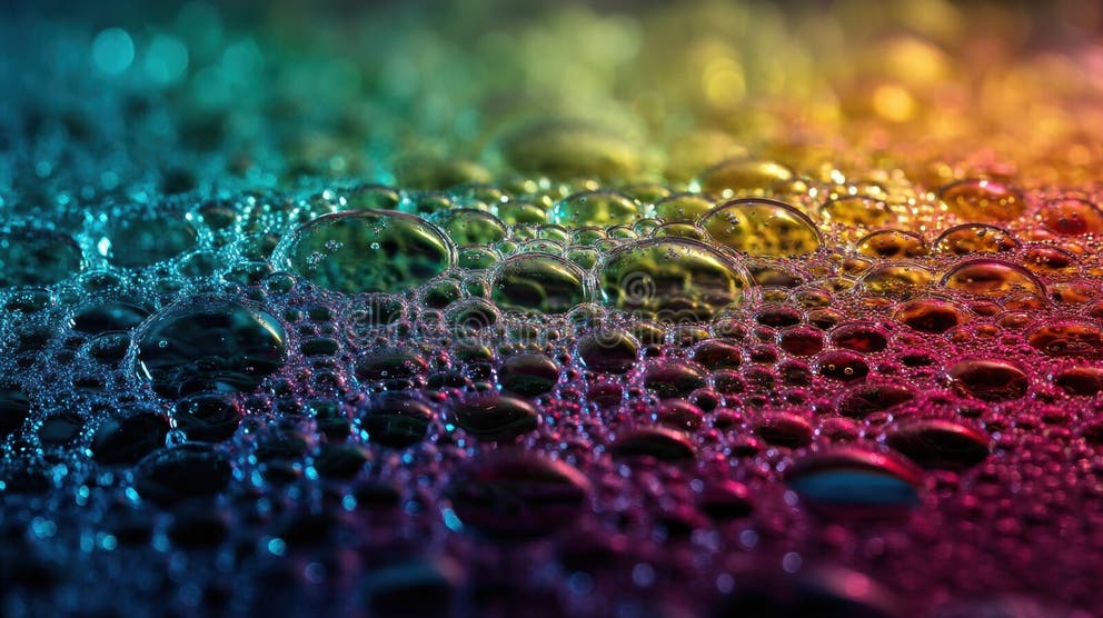 Macro View of Soap Foam Displaying Vibrant Color Reflections and ...