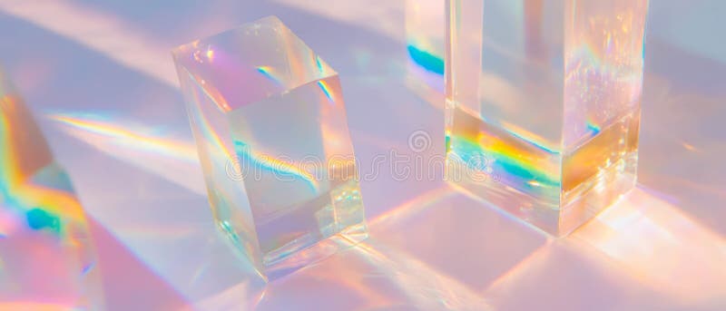 Colorful Reflections Created by Glass Prisms on Smooth Surfaces during ...