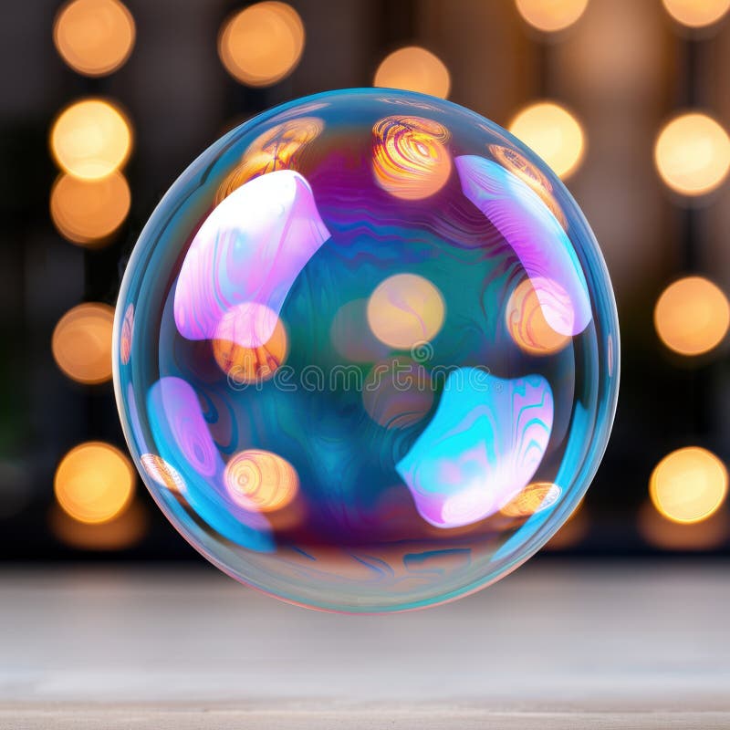Colorful Reflections in a Glass Sphere Stock Illustration ...