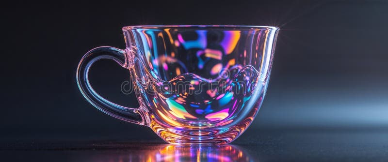 Colorful Reflections of Light on Glass Cup in Abstract Setting Stock ...