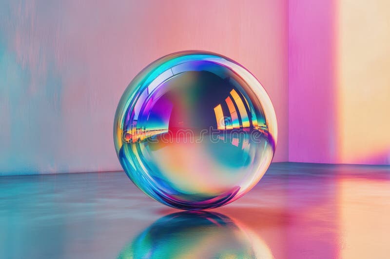 Colorful Reflective Sphere in a Vibrant, Modern Interior Space during ...