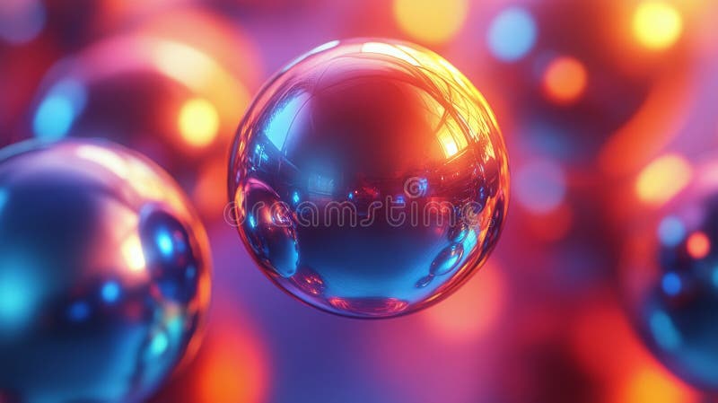 Colorful Reflective Spheres Illuminated by Vibrant Light in a Dynamic ...