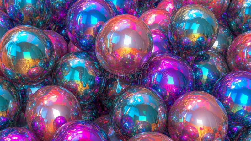 Colorful Reflective Spheres with Vibrant Lighting Stock Photo - Image ...