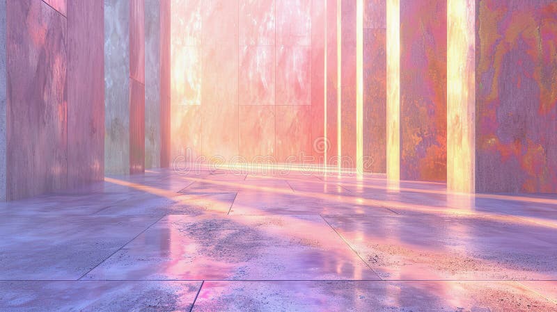 Colorful Reflective Surfaces with Sunlight. Abstract Modern Background ...