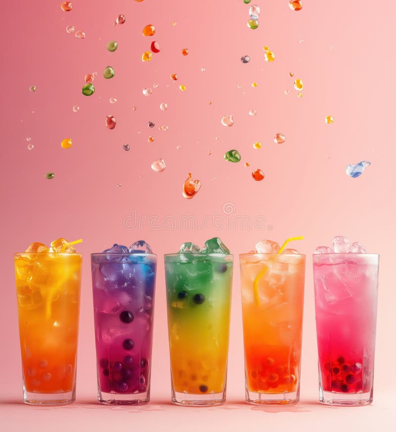 Colorful Refreshing Drinks for Summer, Cold Strawberry Lemonade Juice ...