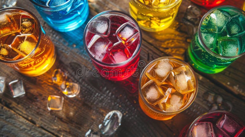 Colorful Refreshing Drinks with Ice Generative AI Stock Image - Image ...
