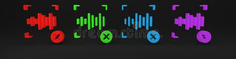 Colorful Rejection Voice Recognition Icon Isolated on Black Background ...