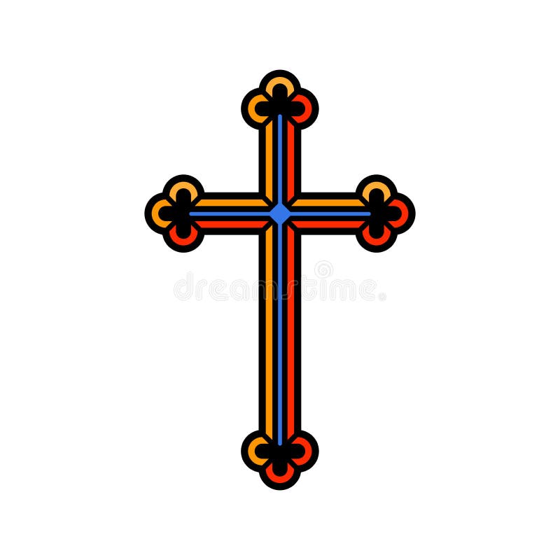 Colorful Religious Christian Crosses Crucifix Set Design. Vector ...