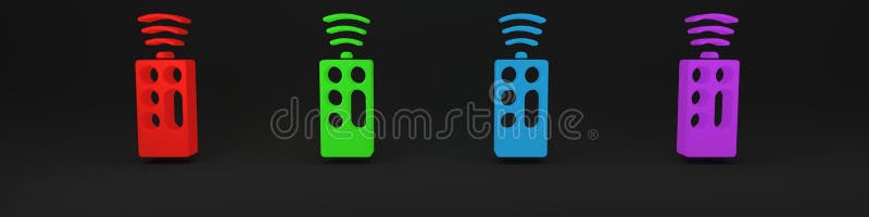Colorful Remote Control Icon Isolated on Black Background. Minimalism ...