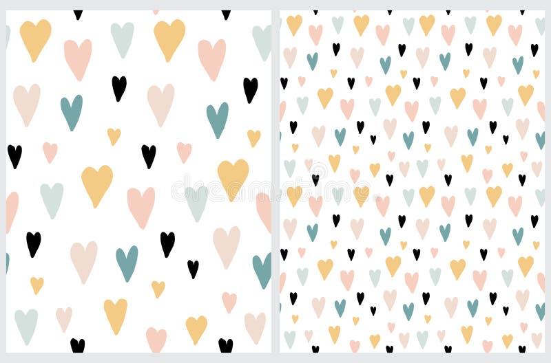 Colorful Repeatable Vector Print with Freehand Hearts. Stock Vector ...