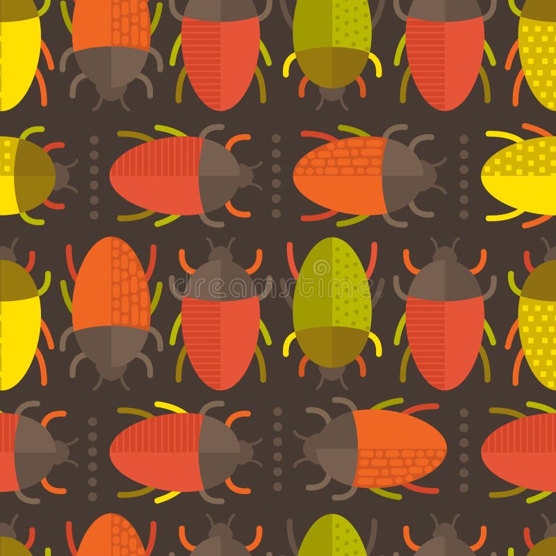 Colorful Repeated Beetles Pattern Stock Vector - Illustration of ...