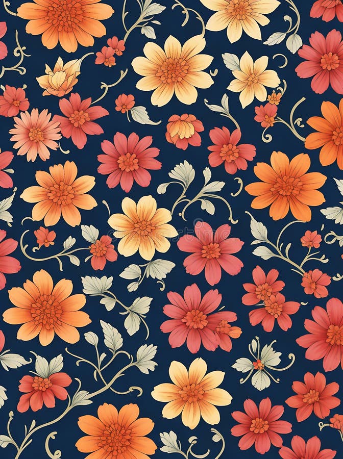 Repeating Patterns Tiles Flowers Stock Illustration - Illustration of ...