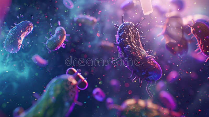 Colorful Representation of Bacteria and Viruses in Microscopic View ... Colorful Representation of Bacteria and Viruses in Microscopic View ...