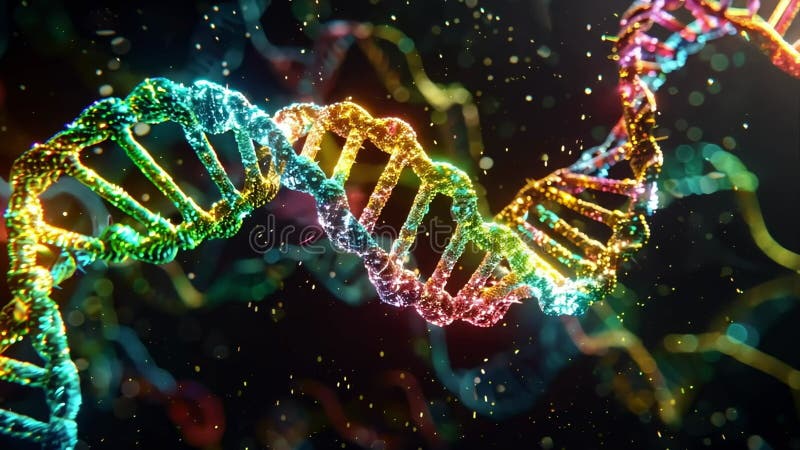 Colorful Representation of DNA Strands Intertwining in a Dark ...