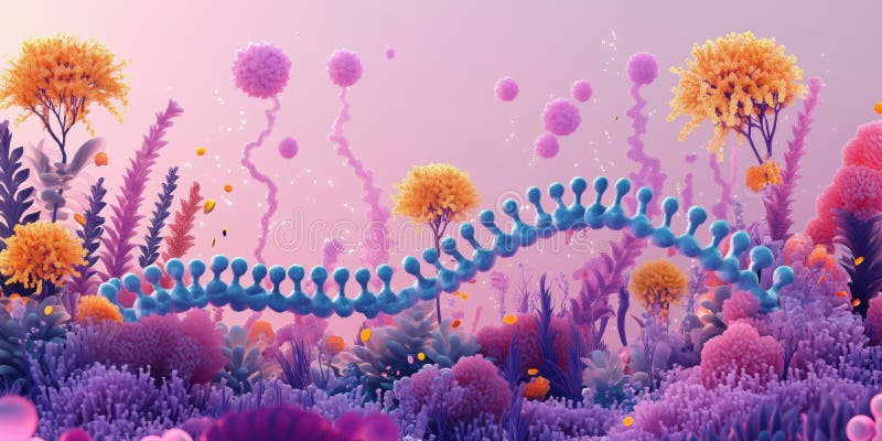 Colorful Representation of DNA Structure Surrounded by Vibrant ...