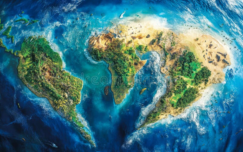A Colorful Representation of the Earth Showcases Various Continents ...