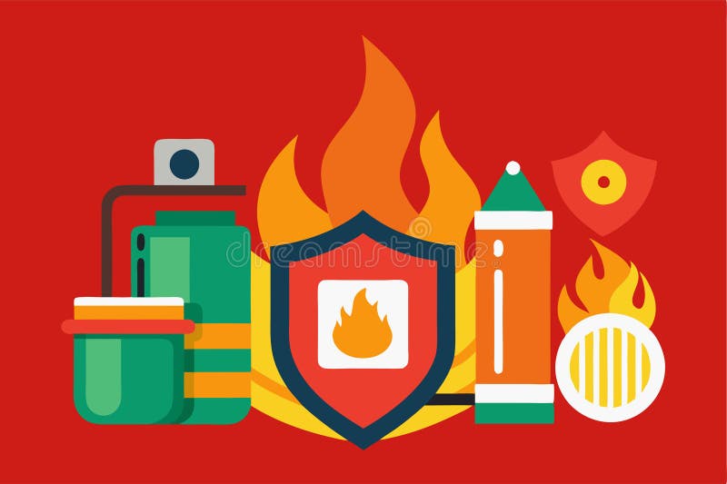 Colorful Representation of Fire Prevention Tools Emphasizing Safety for ...