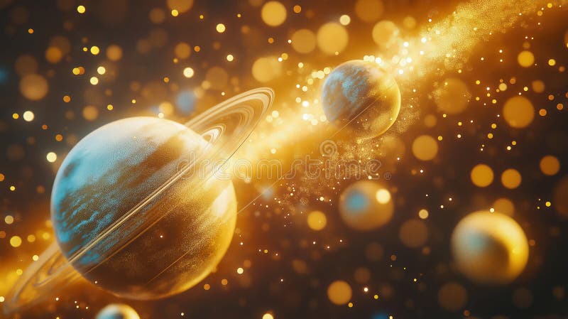 Colorful Representation of Planets and Cosmic Dust in a Vibrant Galaxy ...