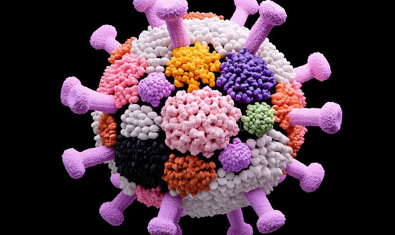 Colorful Representation of a Virus Cell with Detailed Surface ...