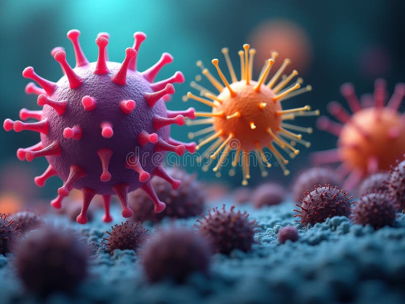 Colorful Representation of Viruses, Microscopic View of Viruses ...