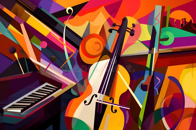 Colorful Retro Abstraction of Musical Instruments Stock Illustration ...