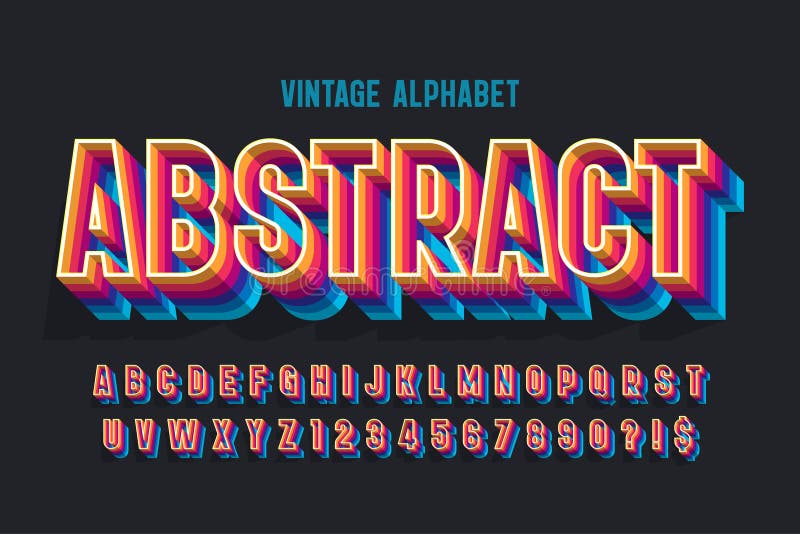 Colorful Retro Alphabet Design Design, Original Letters and Numbers ...