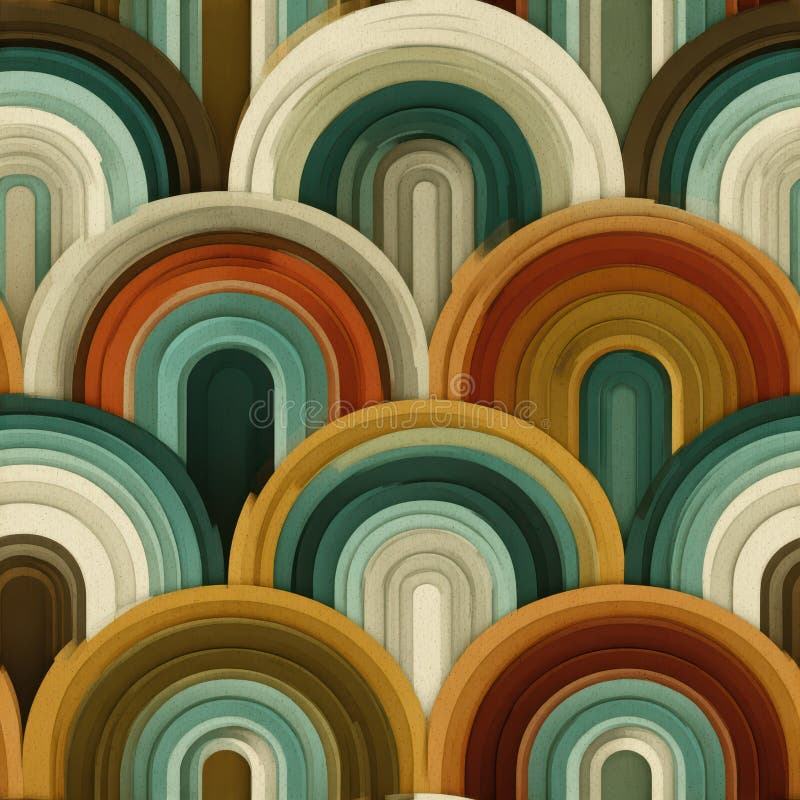 Colorful Retro Arches Pattern for Modern Design Projects Stock ...