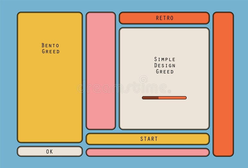 Colorful Retro Bento UI Layout in 90s Retro Style, Ideal for Modern Web ...