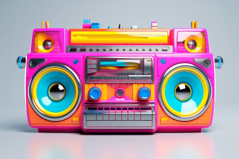 Colorful Retro Boombox 3d Illustration. Stock Illustration ...