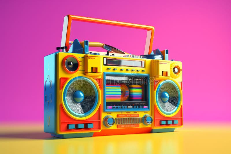 Colorful Retro Boombox 3d Illustration. Stock Illustration ...