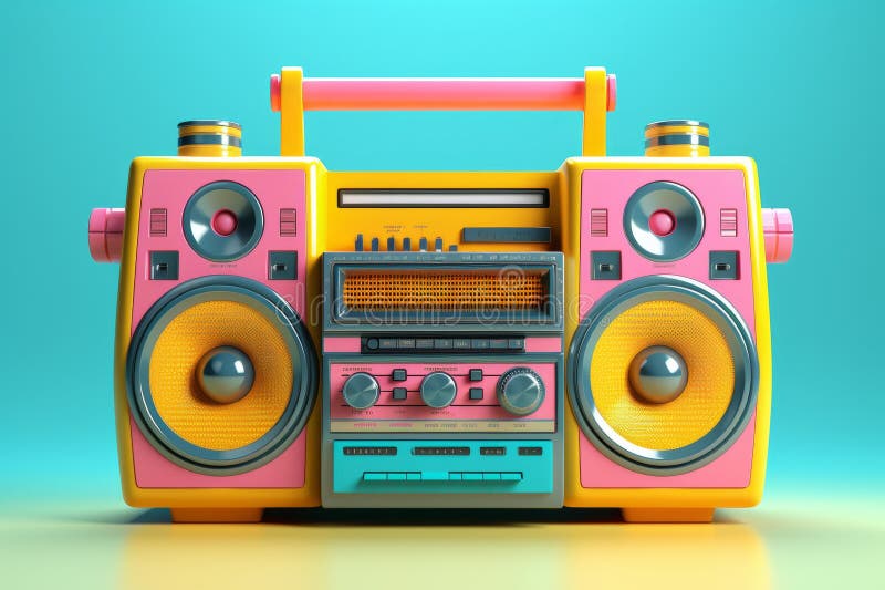 Colorful Retro Boombox 3d Illustration. Stock Illustration ...