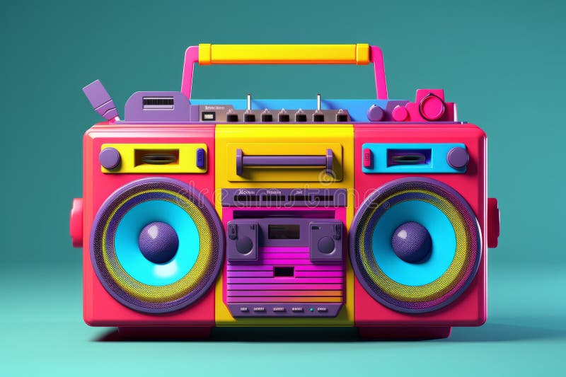 Colorful Retro Boombox 3d Illustration. Stock Illustration ...