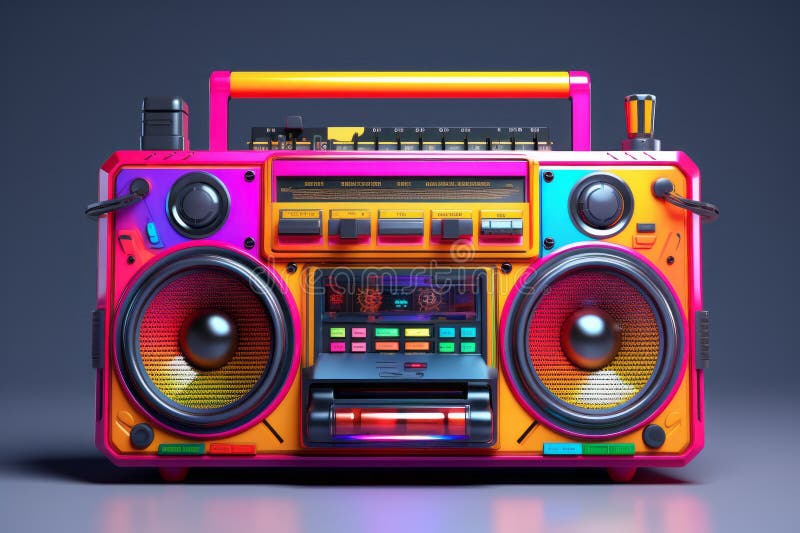 Colorful Retro Boombox 3d Illustration. Stock Illustration ...