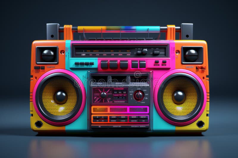 Colorful Retro Boombox 3d Illustration. Stock Illustration ...