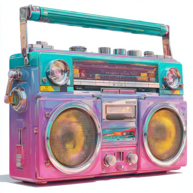 Colorful Retro Boombox with Gradient Design Stock Illustration ...