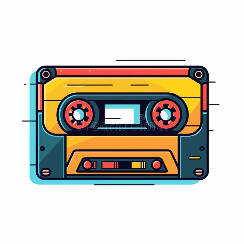 Colorful Retro Cassette Tape Design with Dynamic Elements Stock Vector ...