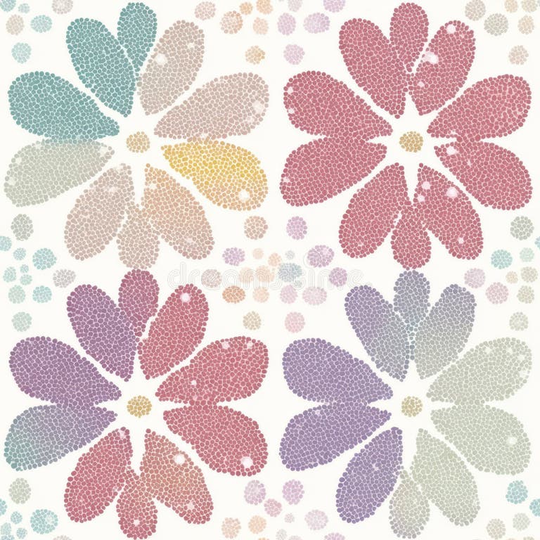 Colorful Retro Floral Pattern Background with Dotted Texture Stock ...
