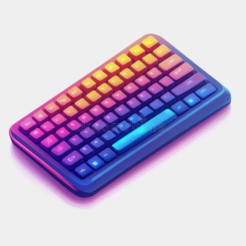 Colorful Retro Keyboard with Gradient Lighting for Creative and Modern ...
