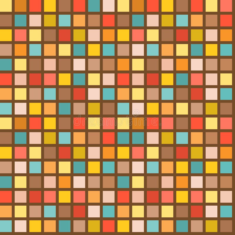 Retro Mosaic Square Seamless Pattern Stock Vector - Illustration of ...