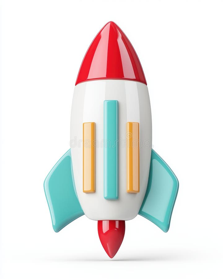 Colorful Retro Rocket Toy stock illustration. Illustration of ...