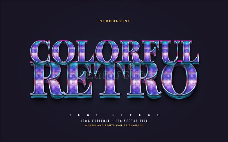 Colorful Retro Text Style with Sparkling Effect. Editable Text Style ...