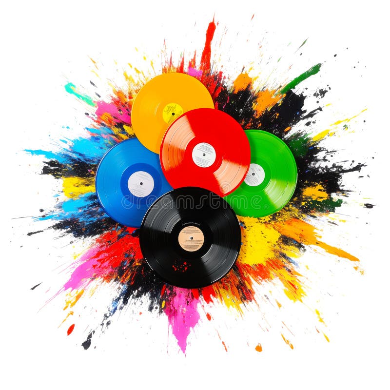 Colorful Retro Vinyl Disc Poster Isolated Stock Illustration ...