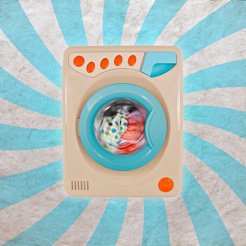 Colorful Retro Washing Machine Stock Photo - Image of appliance ...