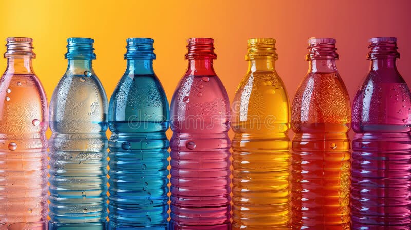 Colorful Reusable Plastic Bottles Emphasizing Ecology and Green ...