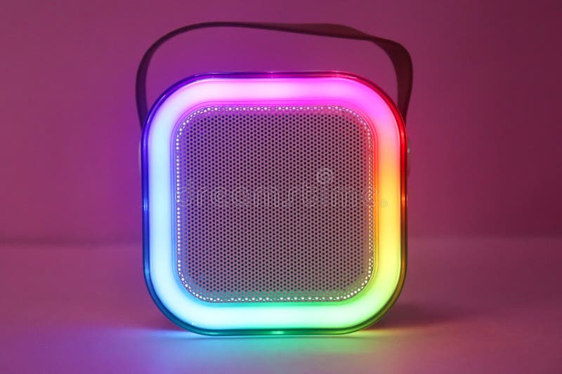 Colorful RGB LED Bluetooth Speaker on the Pink Background Stock Image ...